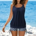 5xl Plus Size Ruched Print Tankini Swimwear Women Sexy Backless Bikini