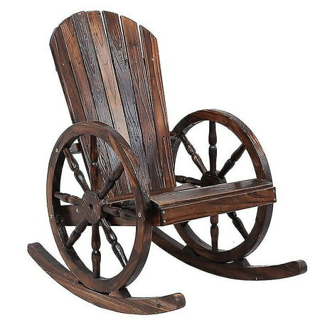 Wagon Wheel Wood Adirondack-style Garden Furniture Rocking Chair ...