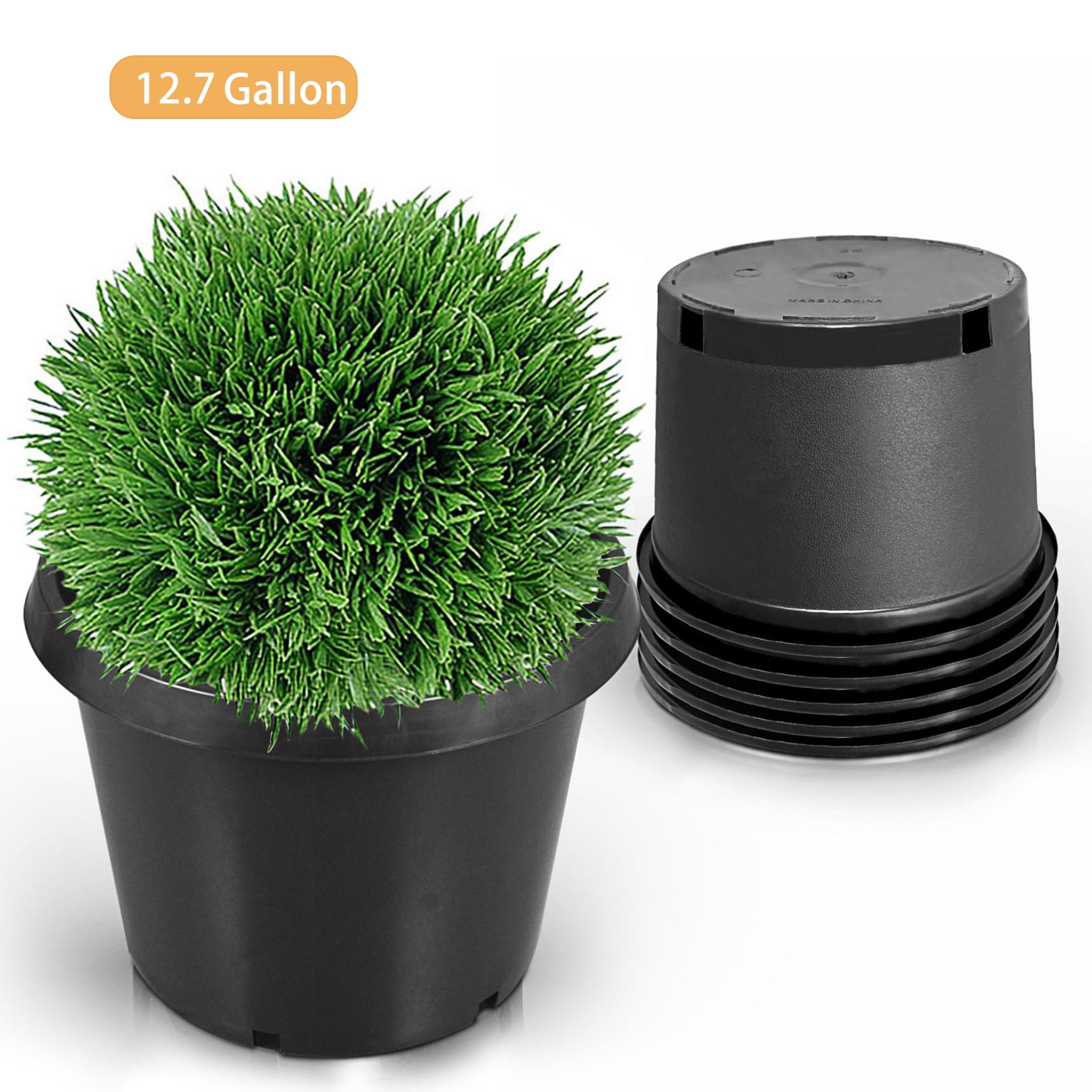 5 Pcs Nursery Containers Round Flower Pots Decorative Plastic Pots for ...