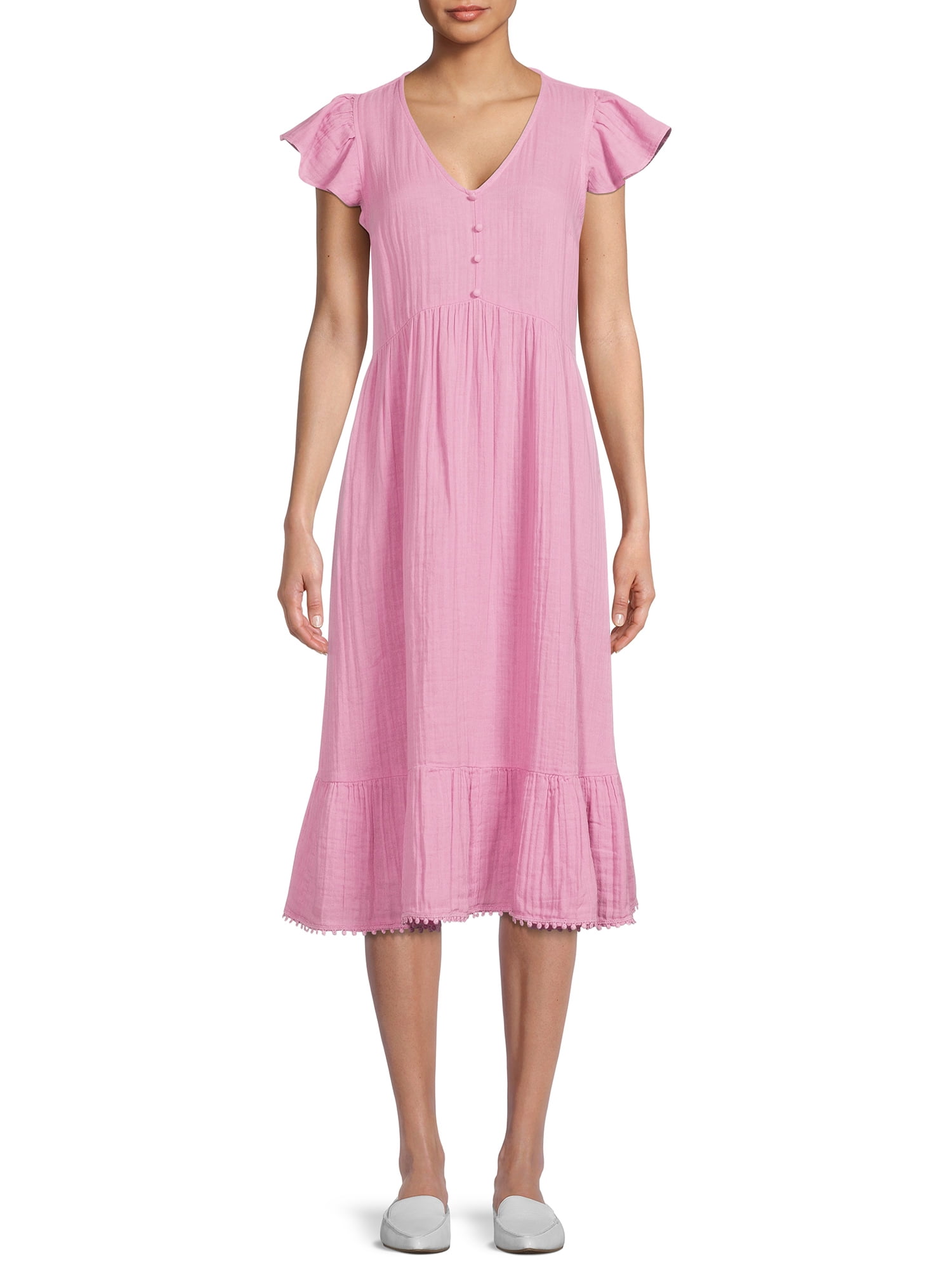 Time and Tru Women's Midi Double Cloth Dress - Walmart.com