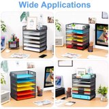 6 Tier Mesh File Organization with Handle,Paper Letter Tray Organizer ...