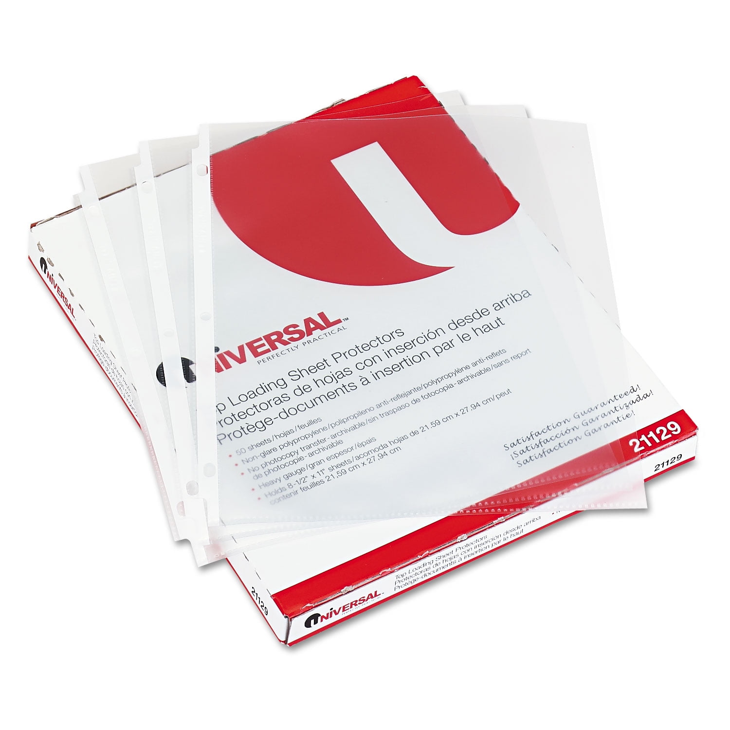 UNIVERSAL Top-Load Poly Sheet Protectors Heavy Gauge Nonglare Clear 50 ...