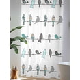 Birds on the Wire Teal Grey Sheer Curtains 96 Inch Long 1 Panel Light ...