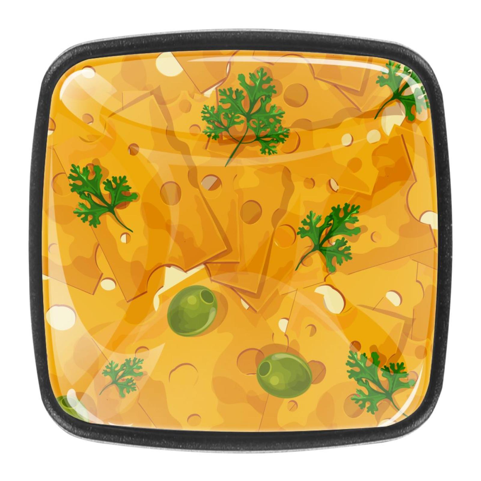 4 Pcs Square Cabinet Handle Cupboard Knob Drawer Pulls Handle Cheese ...