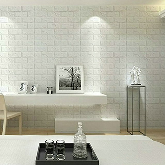 Self-Adhesive Foam Brick Wall Panels for Interior Wall Decor, White ...