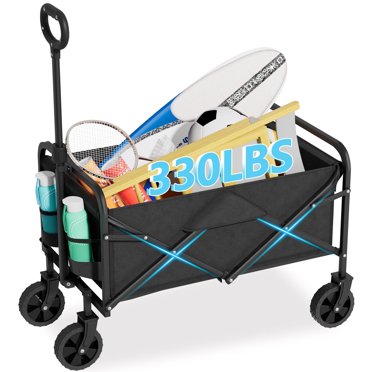 Seina Collapsible Beach Sand Cruiser with Large Wheels, Folding Wagon ...