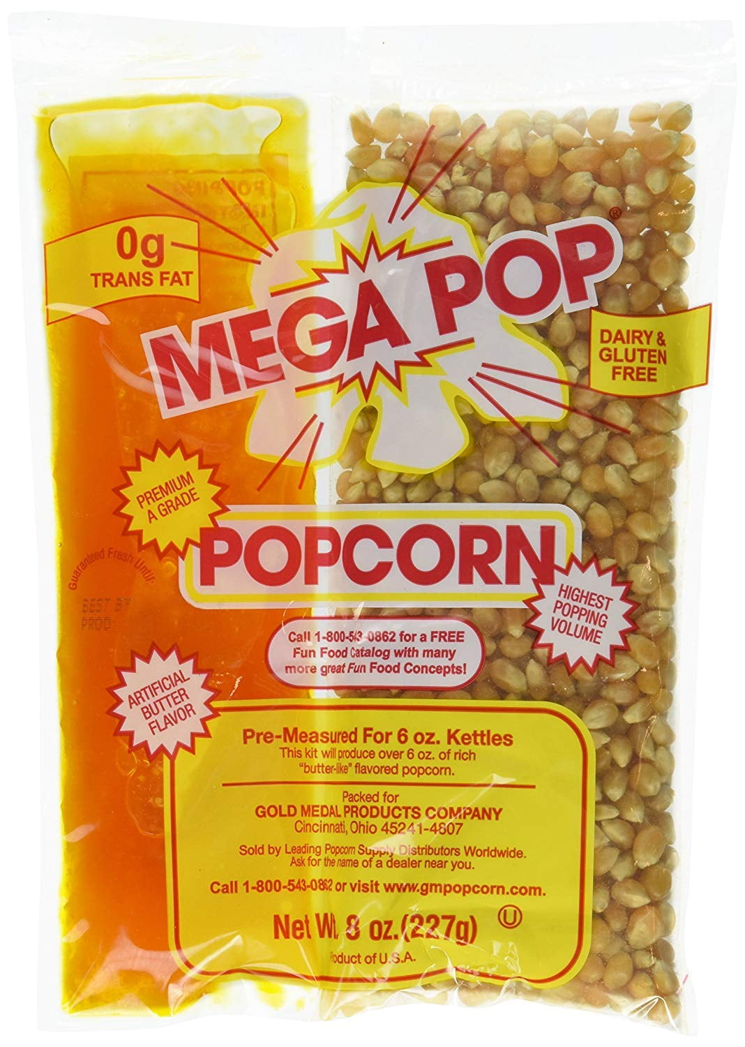 Popcorn Kit 8 oz - Popcorn Portion Packs for 6 oz Kettle- (Box of 6 ...