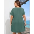 Cadet Blue Plus Size Women Summer Round Neck Short Sleeve Casual Flowy ...