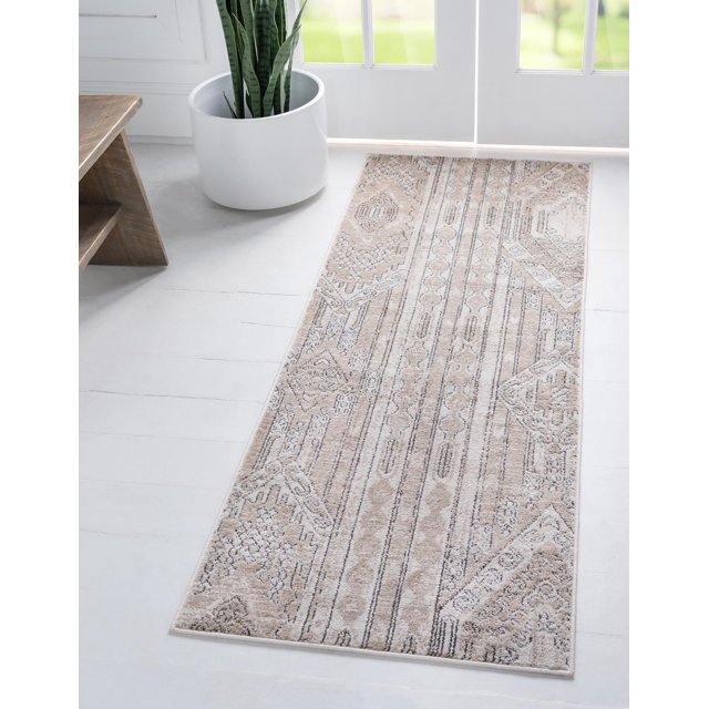 Rugs.com Oregon Collection Rug – 8 Ft Runner Ivory Low-Pile Rug Perfect ...