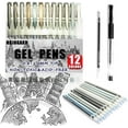 24 Pack Black Grey Gel Pens, 12 Colored Gel Pen With 12 Refills,40% ...