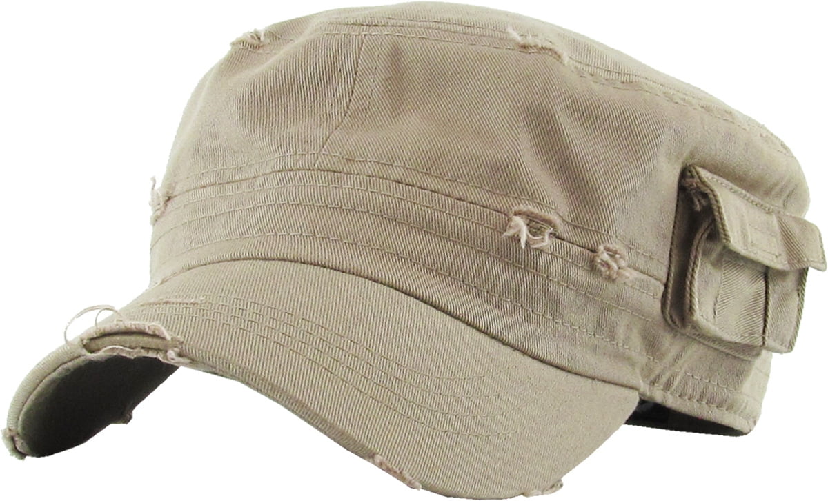 Vintage Distressed Cadet Army Military Fitted Botton Cap Basic Everyday ...