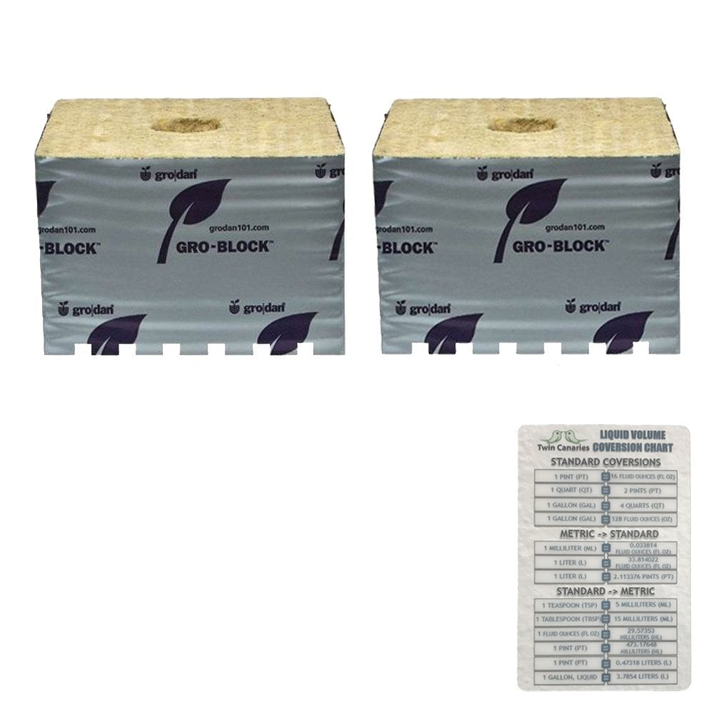 Grodan Delta 10 Wrapped Gro-Block with Hole, 4" x 4" x 4" - 2 Cubes ...