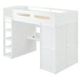 Twin SizeLoft Bed with Desk & Wardrobes & 4 Drawers & 4 Shelves, Metal Loft Bed Frame with ...