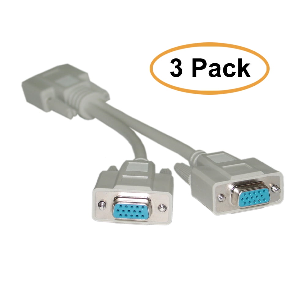 C&E VGA Y Cable, Low Resolution, HD15 Male to 2 x HD15 Female, 8 Inch ...