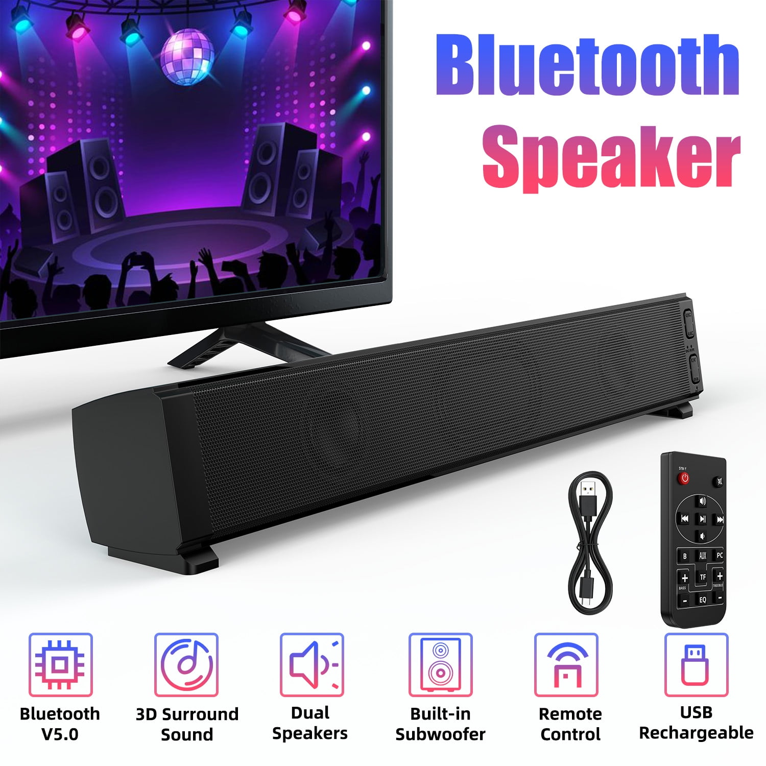 Elegant Choise Sound Bar with Subwoofer for TV Wireless Bluetooth ...