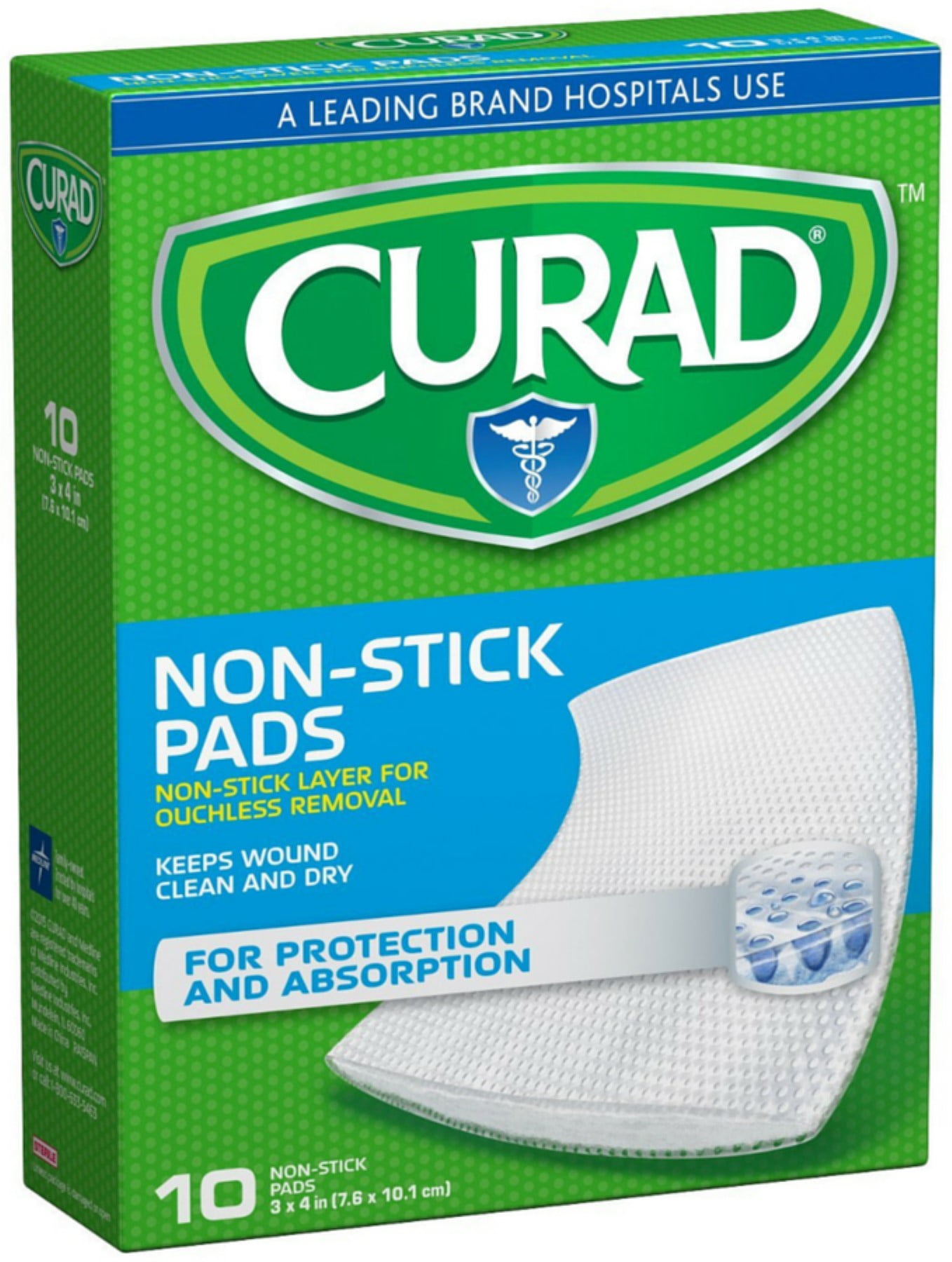 Curad Non-Stick Pads With Adhesive Tabs 3 Inches X 4 Inches, 10 Each ...