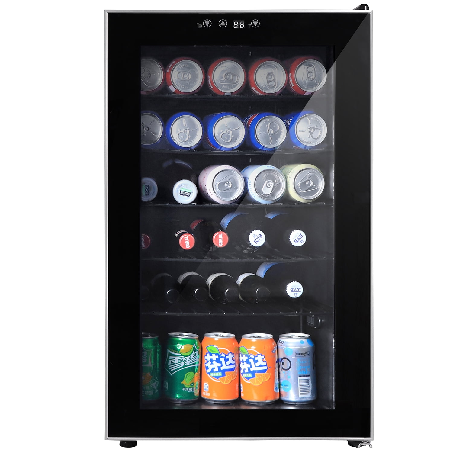 Northair85 Can Mini Fridge with Glass Door and Adjustable Removable ...