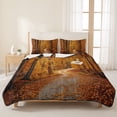78x90in Quilt Bedding Set, Autumn Forest Orange Fallen Leaves ...