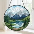 Scenic Mountain Lake Stained Glass Suncatcher, Nature Valley Window ...