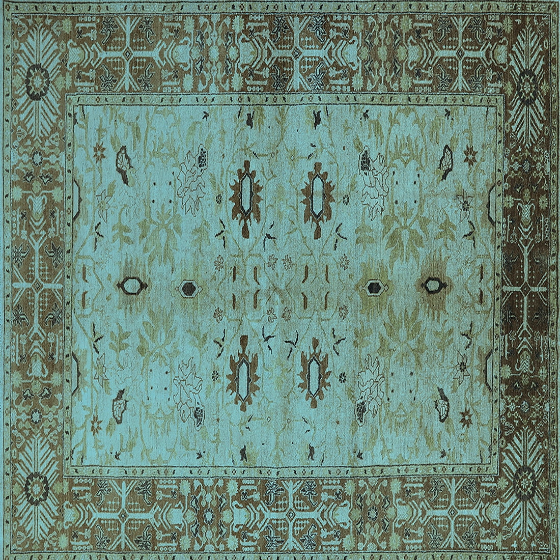 Ahgly Company Indoor Square Oriental Light Blue Traditional Area Rugs ...