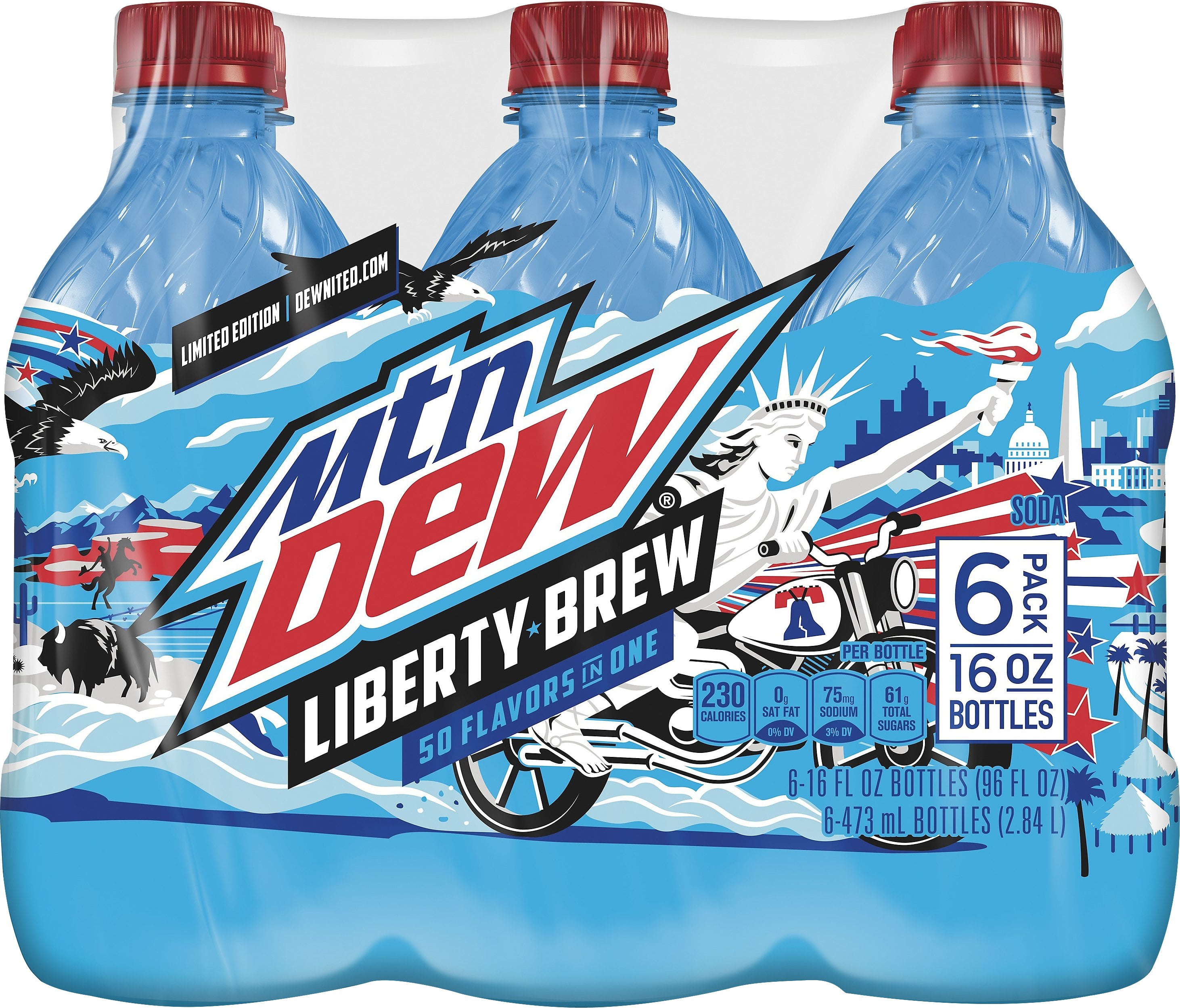 Mountain Dew Liberty Brew 6 Pack 16.9 Ounce Bottles 50 Flavors In One ...
