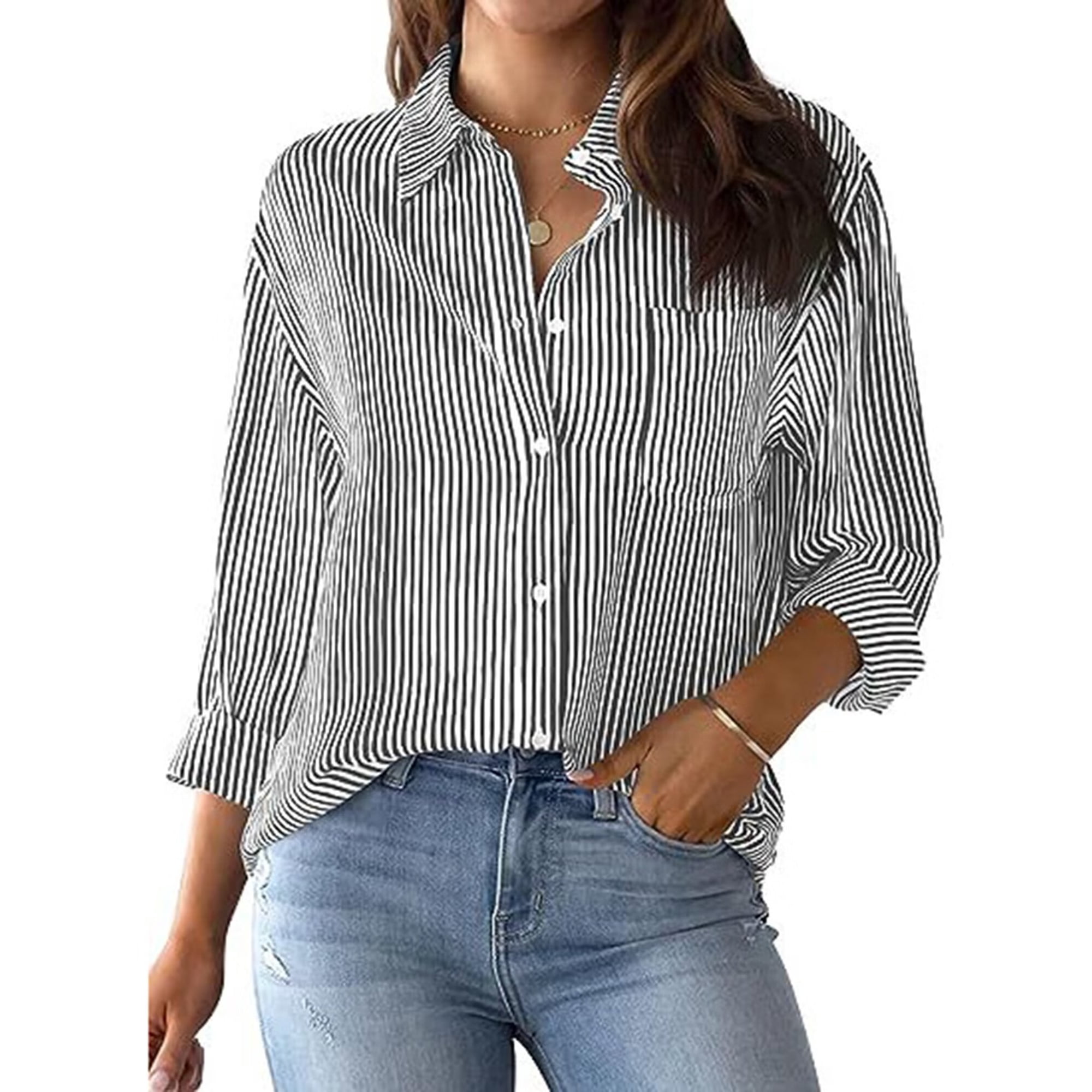 Click here for Charmo Womens Striped Button Down Blouses Casual L... prices