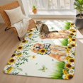 5.25'x6.56' Area Rug for Living Room, Cute Puppy Sunflowers Non Slip ...