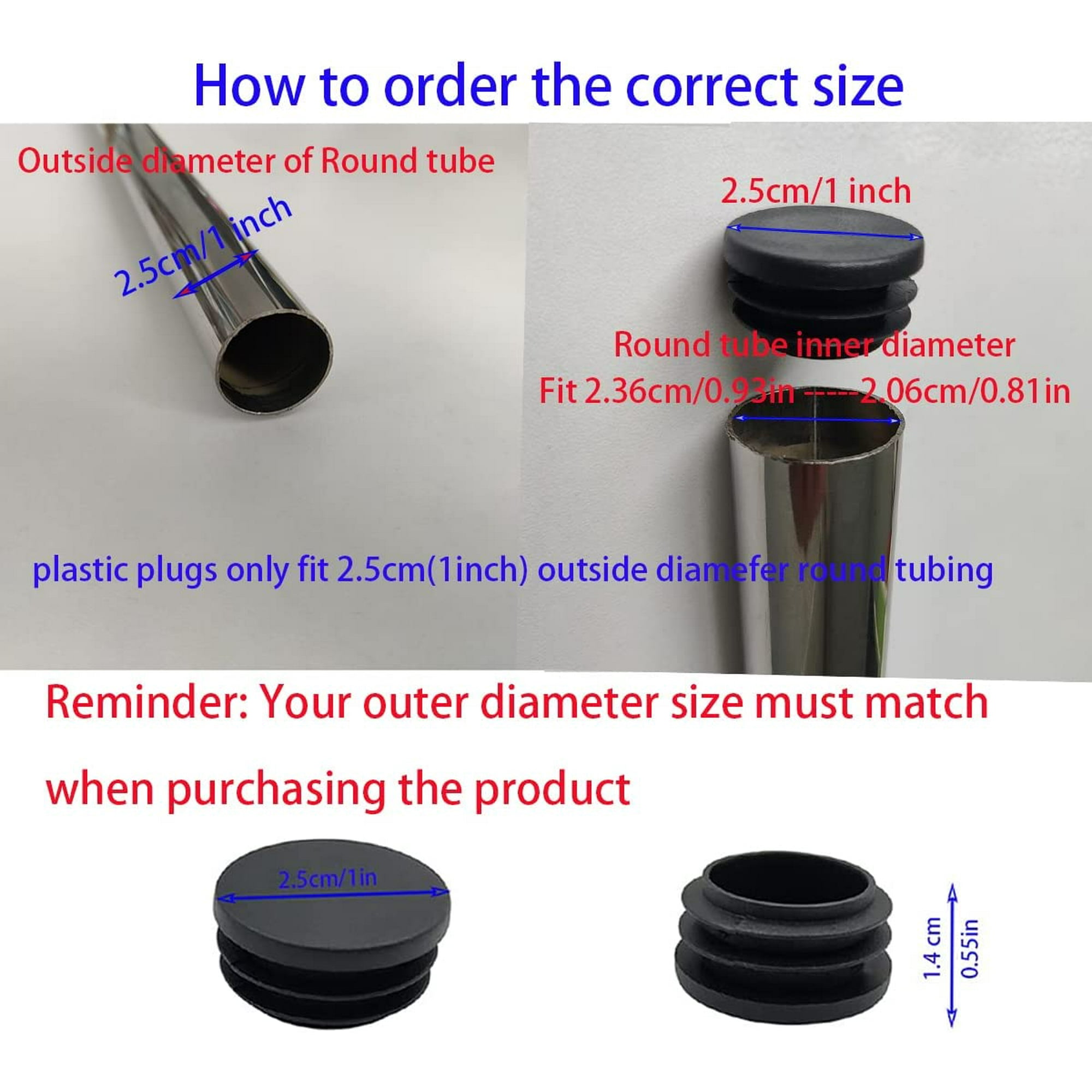 Hahdaxia 4 Pcs 38mm 1.5 Inch Round Plastic Plug round Tubing Black Plastic Plug pipe Tubing End Cap For Round Tube Furniture Finishing Plug Black
