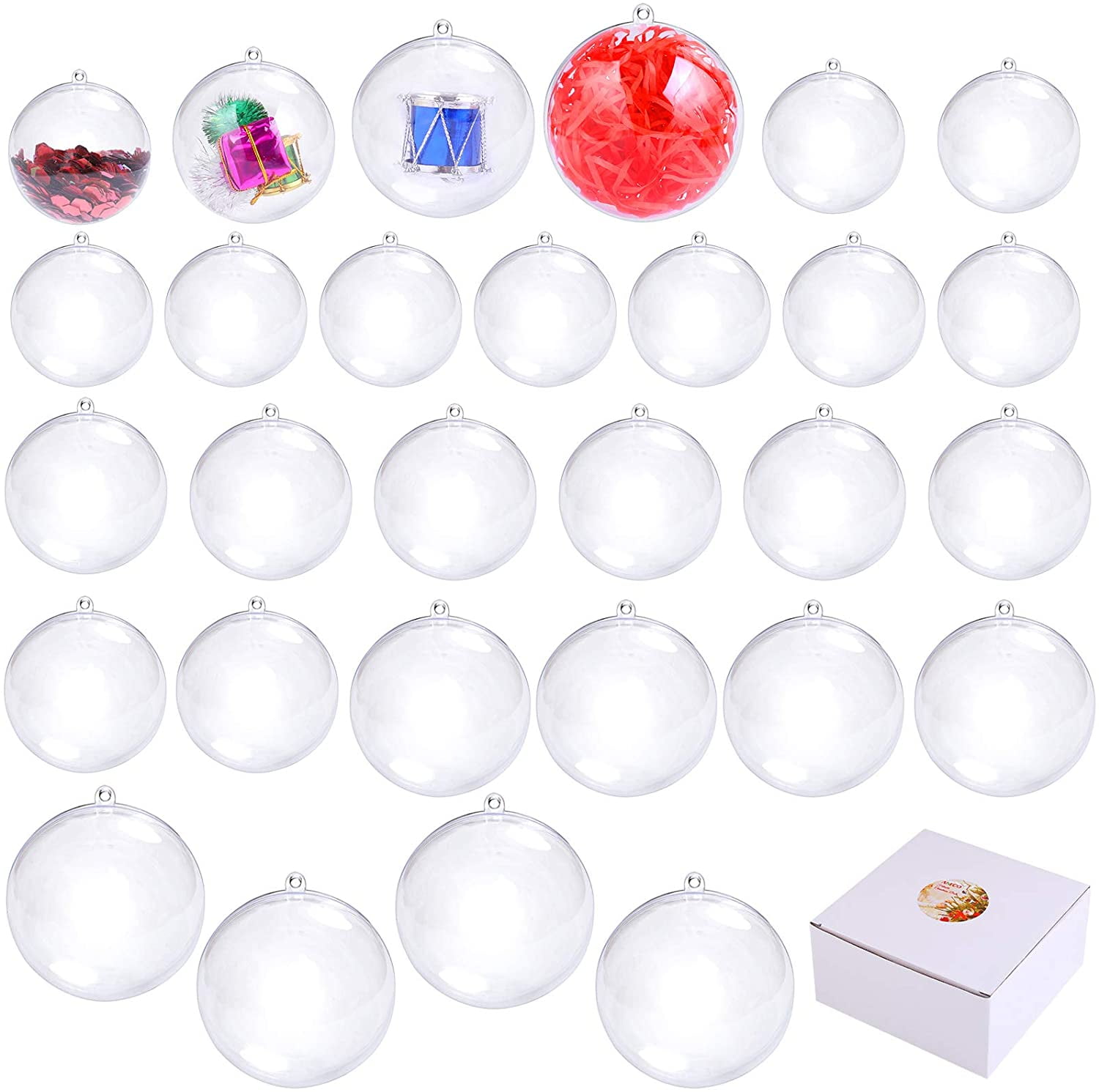 30 Pieces Christmas Fillable Balls Clear Acrylic Ball DIY Crafts ...