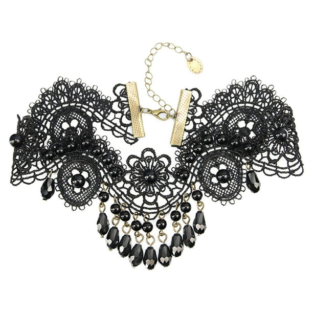 Retro Lace Gothic Choker Necklace, Elegant Jewelry for Halloween ...