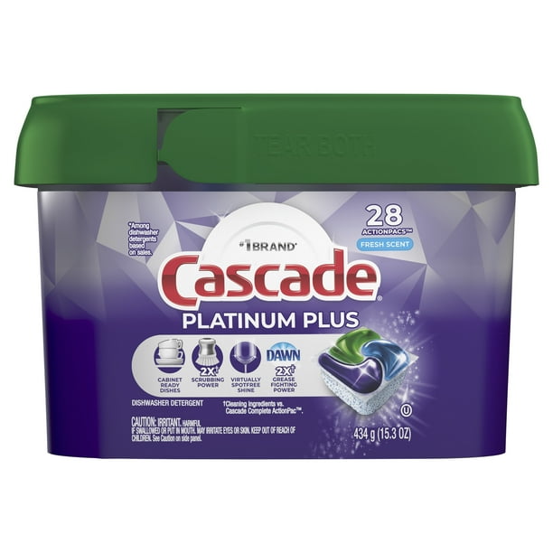 Cascade Platinum Plus Dishwasher Detergent Pacs, Fresh, 28 Count - Walmart.com