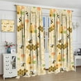 Bee Curtains Cartoon Cute Flying Bees Geometric Hexagonal Honeycomb ...