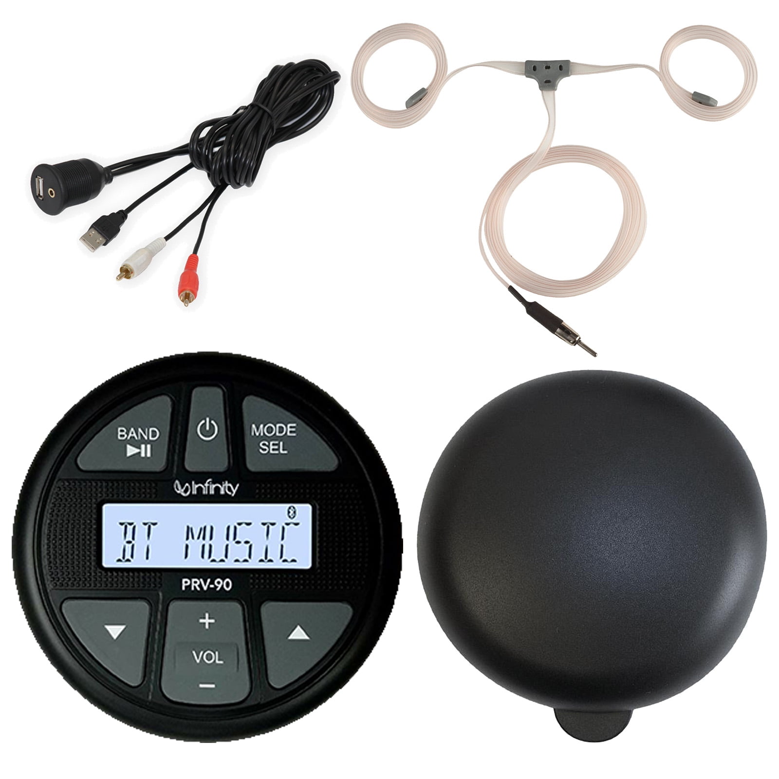 AM/FM Bluetooth AUX/USB Gauge Style Water Resistant Stereo Infinity ...