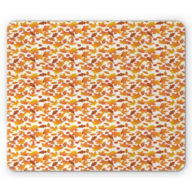 Burnt Orange Mouse Pad, Autumn Art Pattern of Various Fall Leaves ...