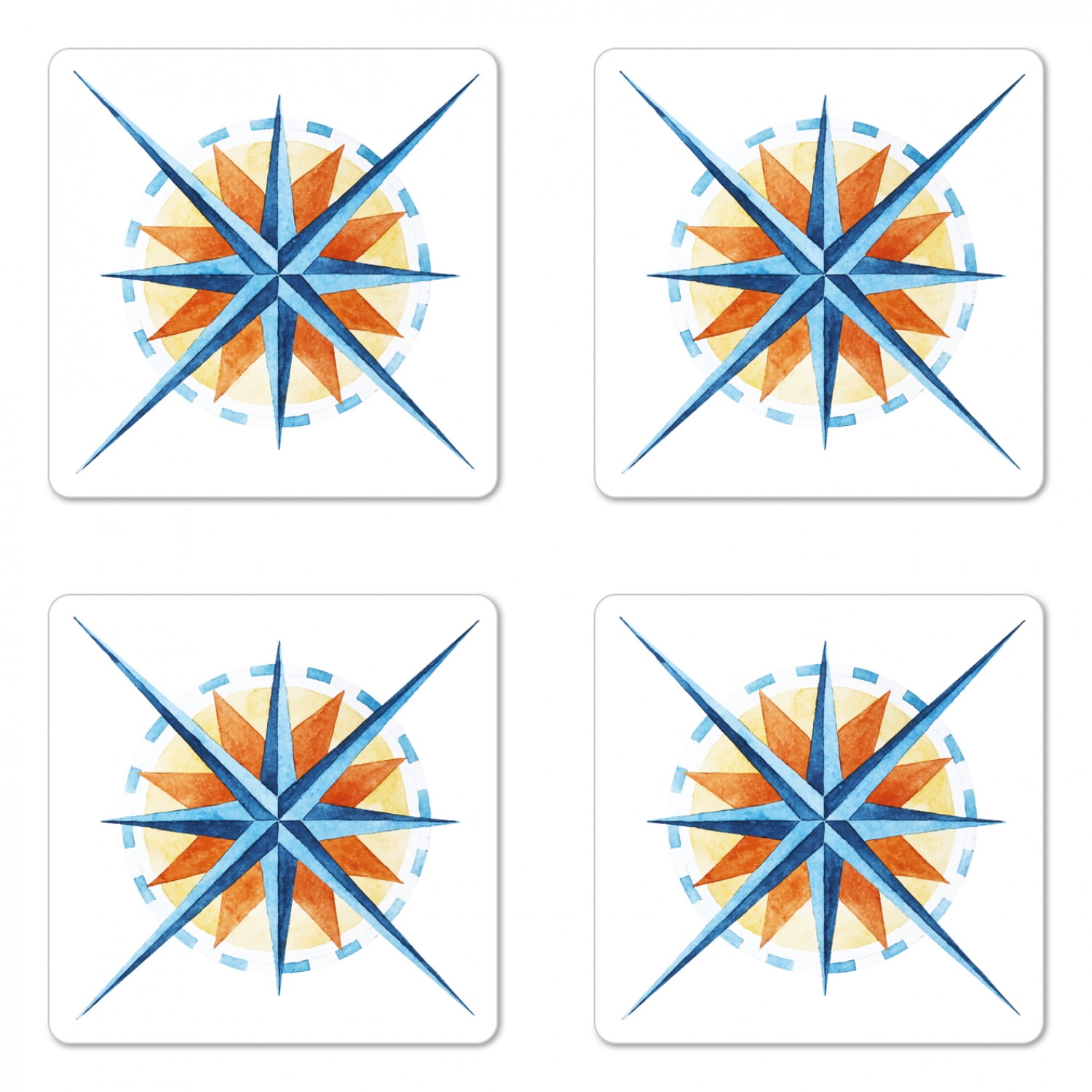 Compass Coaster Set of 4, Watercolor Directions North South East West ...