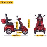 Xmatch 4-Wheel, 3-Speed Elderly Mobile Scooter, Adjustable Seat, Rear ...