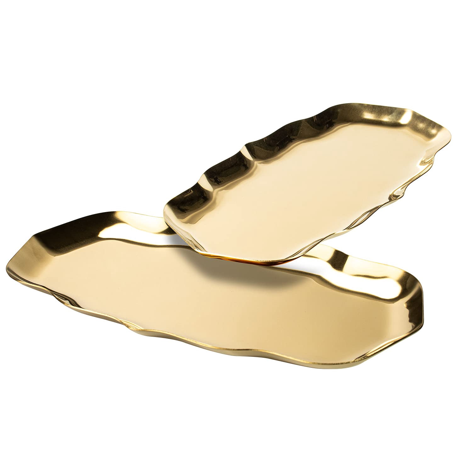 2 Pcs Wave Stainless Steel Towel Tray Storage Tray Decorative Tray ...