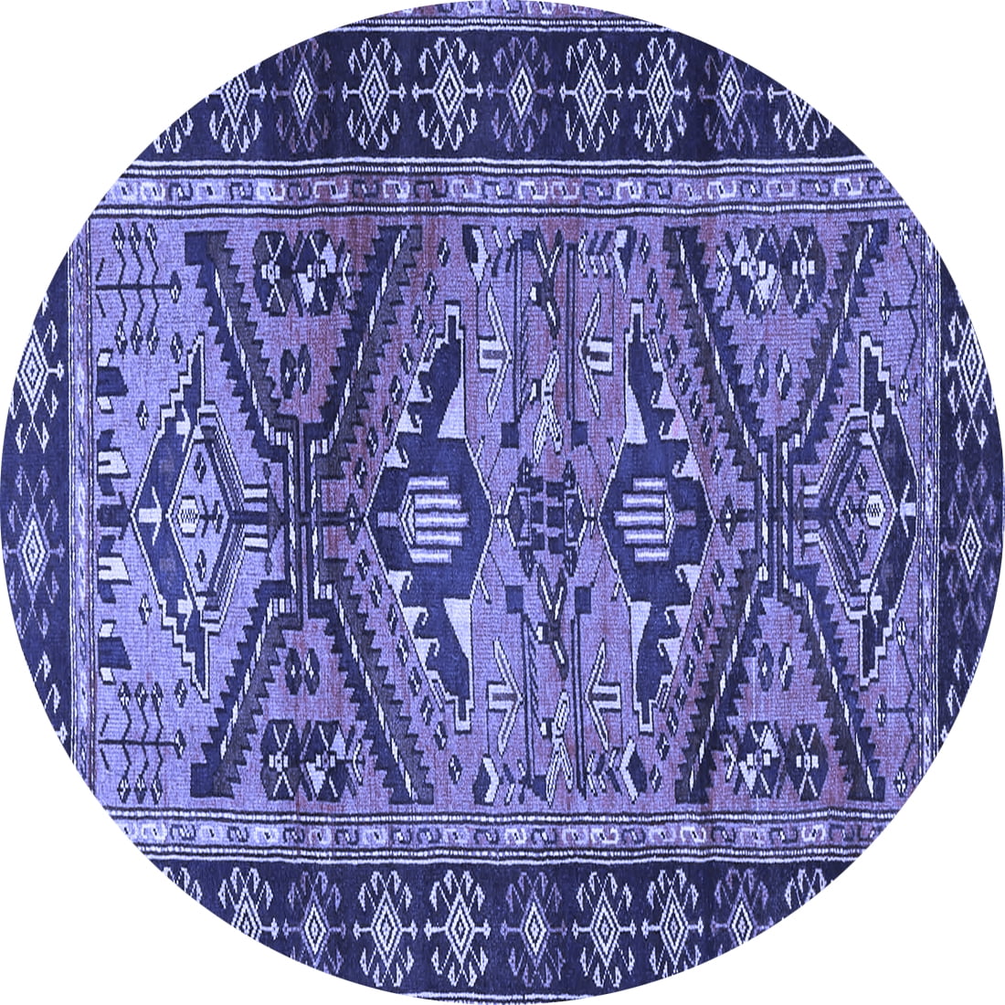 Ahgly Company Indoor Round Persian Blue Traditional Area Rugs, 7' Round ...