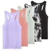 Real Essentials 5 Pack: Women's Crossback Keyhole Open Back Workout ...