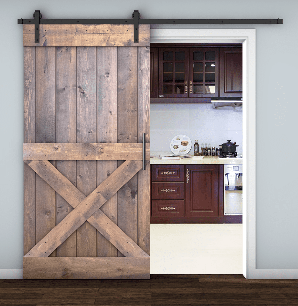 Essencaliy 42in x84in Solid Wood Barn Door, Made-in-USA Farmhouse ...