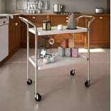 COSCO Stylaire Retro 2-Tier Serving Cart with Wheels, White/Silver ...
