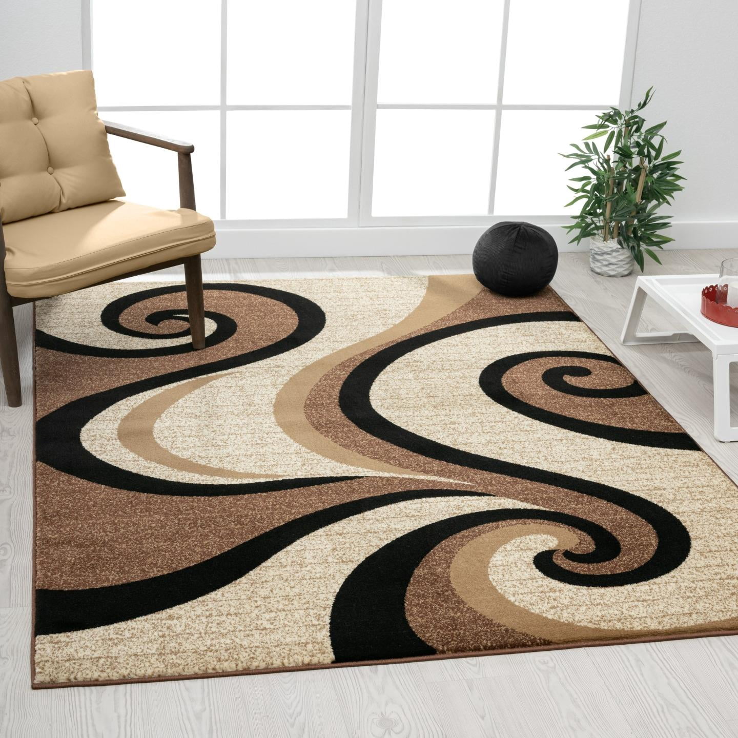 Luxe Weavers Beige Swirls Modern Abstract Area Rug Size 5x7 - Walmart.com