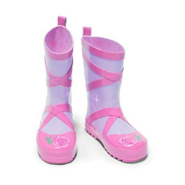 Kidorable Little Girls Pink Ballerina Slipper Rubber Rain Boots 9 ...