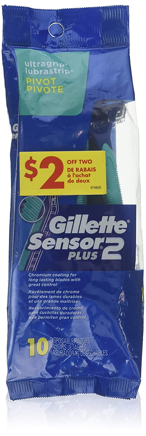 Gillette Mens Sensor 2 Plus Disposable Razor (10 Count) - Walmart.com