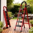 500lbs Load-Bearing Folding Step Ladder, Heavy-Duty Steel Portable ...