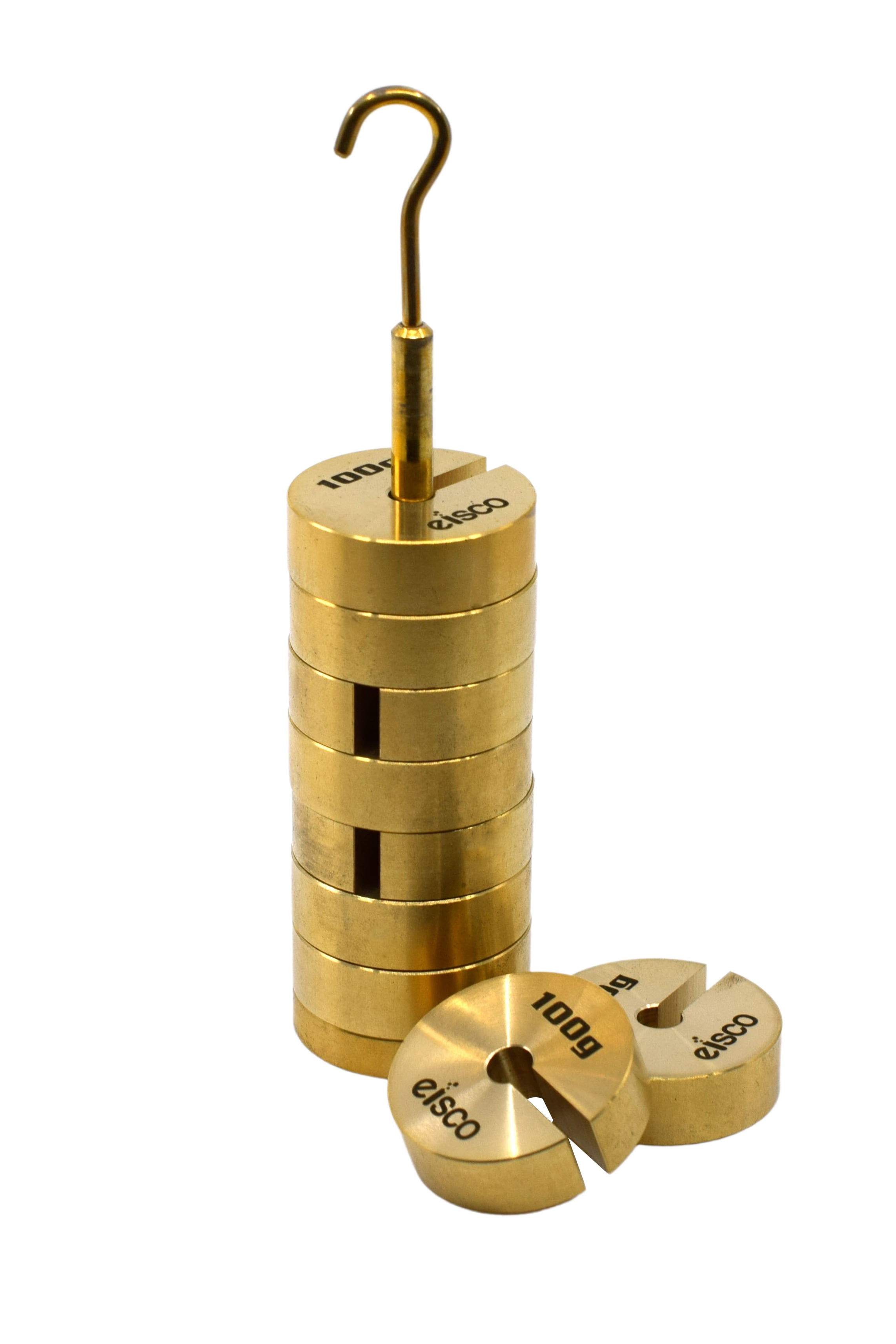 Slotted Mass Set with Hanger - Brass - Set of 9 Masses and 1 Hanger ...