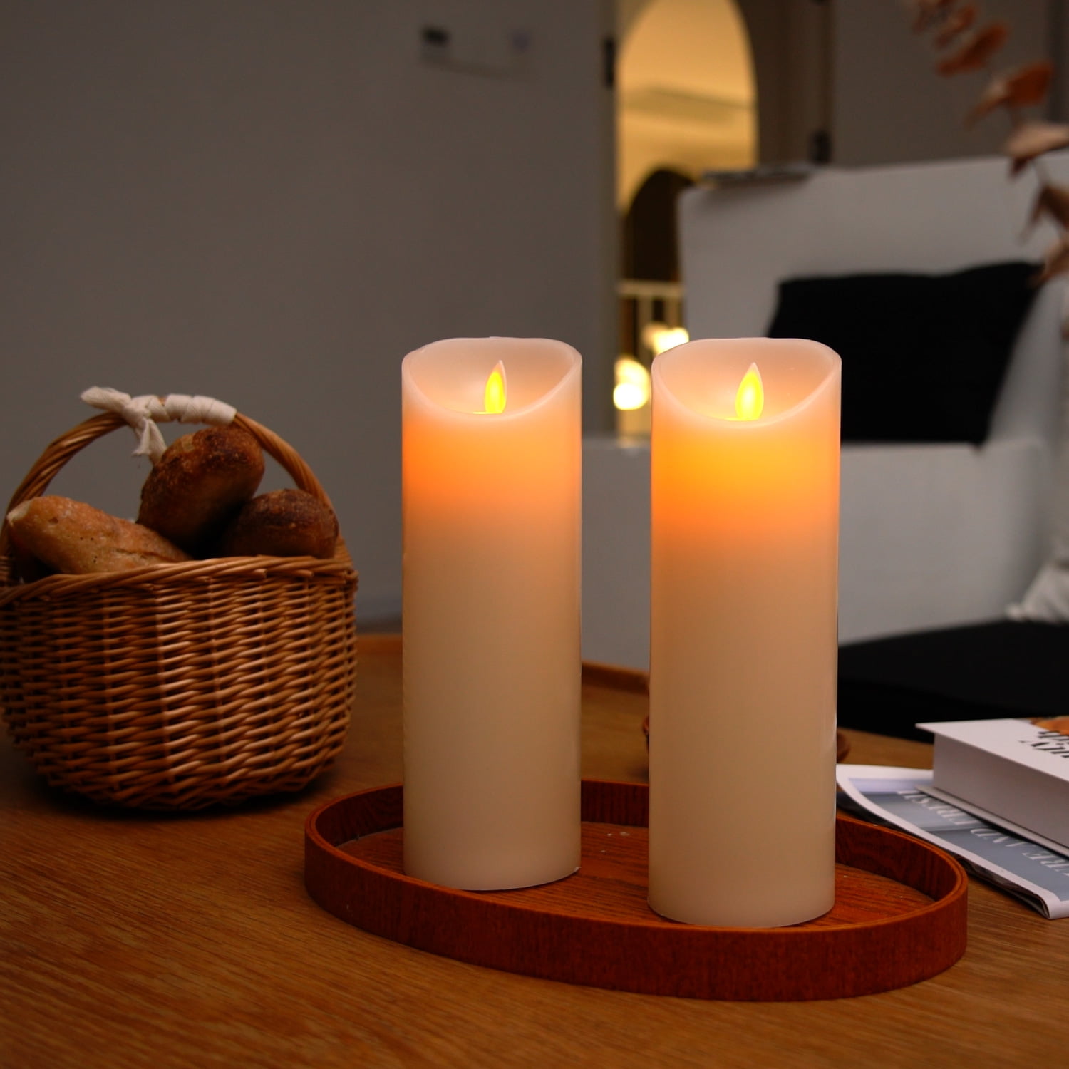 Homemory Battery Operated Wax LED Candles, Flickering Flameless Candles ...