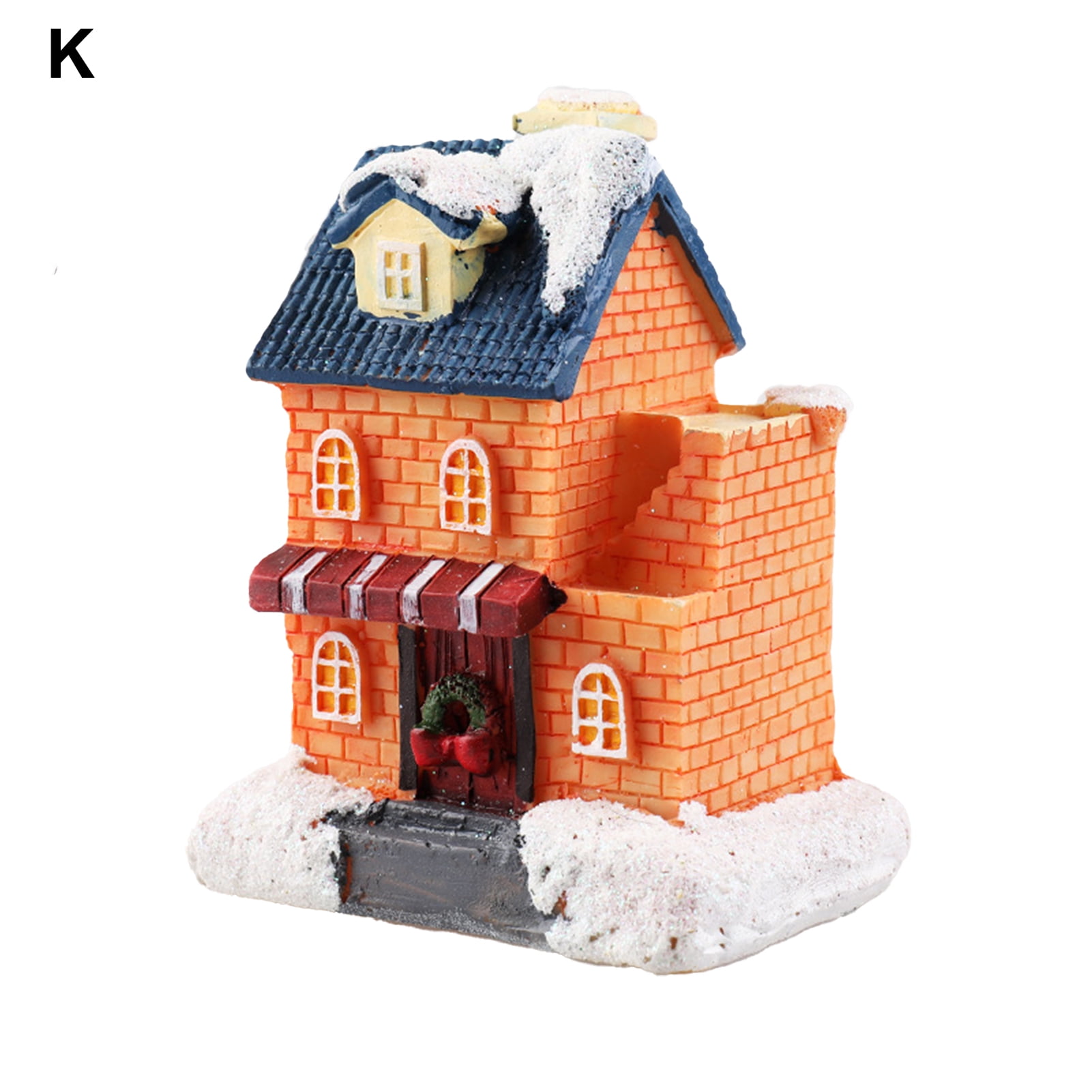 Resin Christmas Scene Village Houses Town with Warm White LED Light ...