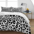 4 Piece Duvet Cover Set Queen, Abstract Black White Gray Leopard Print ...