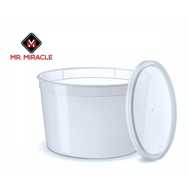Mr. Miracle 64 ounce Plastic Deli Containers and Lids.Translucent ...
